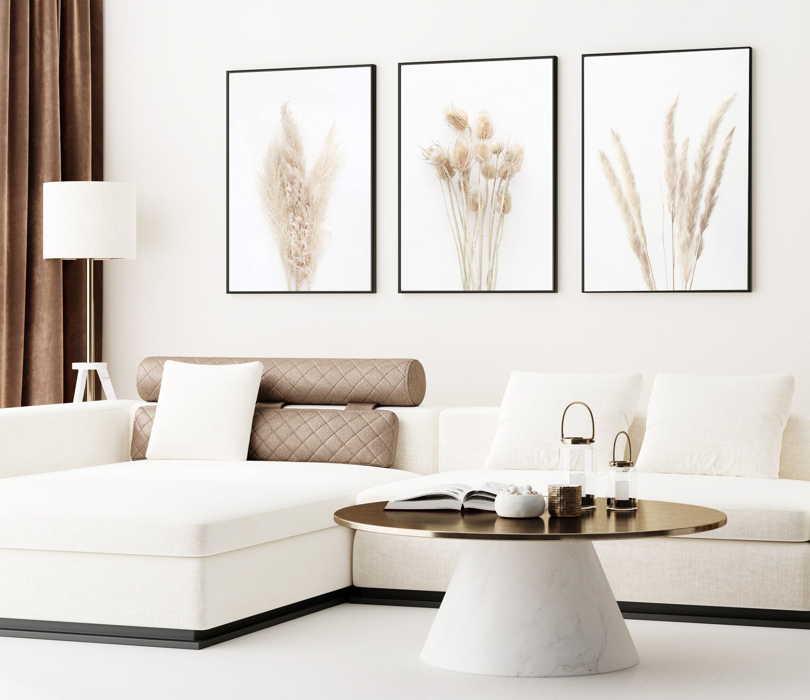 Boho Pampas Grass Print, Farmhouse Wall Art, Neutral Summer Gallery Set ...