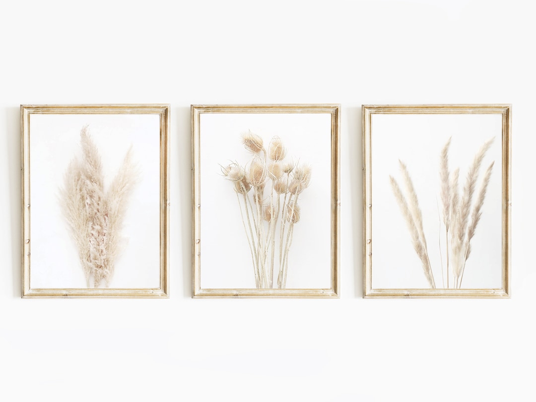 Boho Pampas Grass Print, Farmhouse Wall Art, Neutral Summer Gallery Set ...