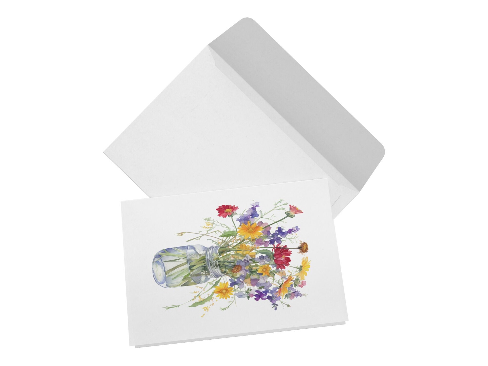 Wildflower Cards, Watercolor Floral Note Cards, Set of 10 Blank Note ...