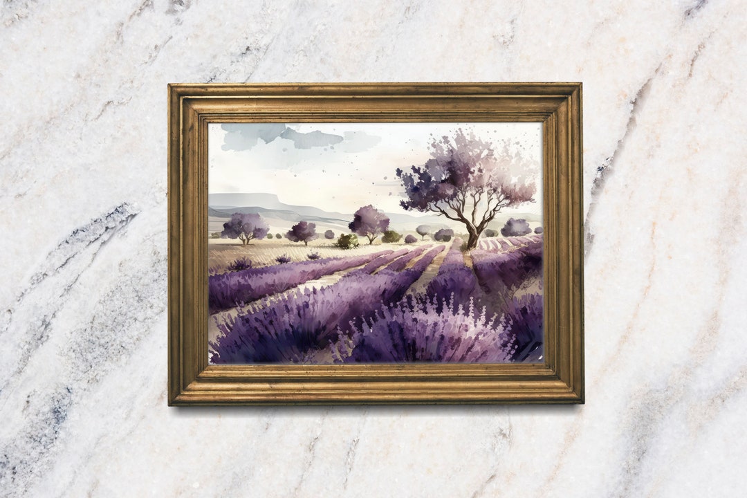 Lavender Fields Art Print, Unframed Oil Painting Print, Watercolor ...
