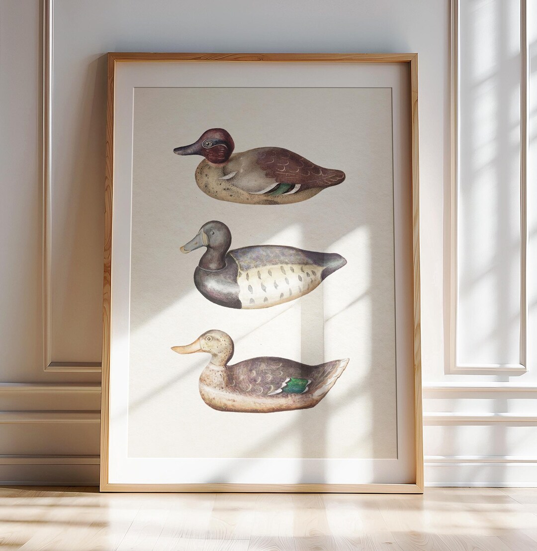 Vintage Duck Decoy Watercolor Print, Rustic Lake House Wall Art, Boys ...