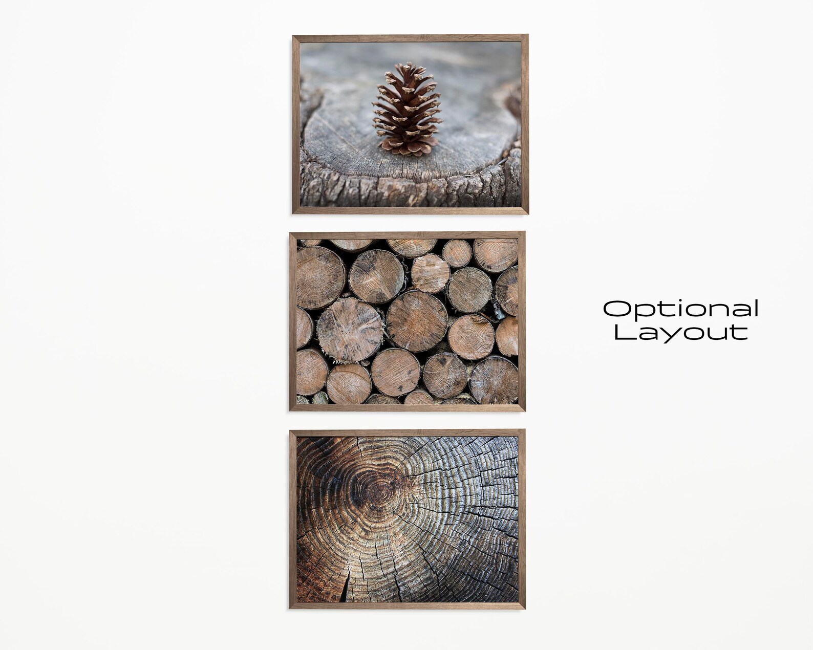 Wood Log Pile Prints Set of 3 Farmhouse Wall Art Tree Ring - Etsy