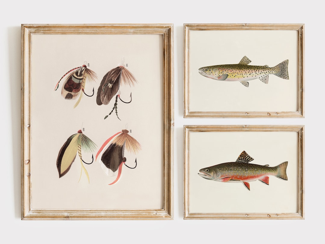 Fishing Prints Set of 3, Angler Gallery Wall Art Set, Lure Fishing ...
