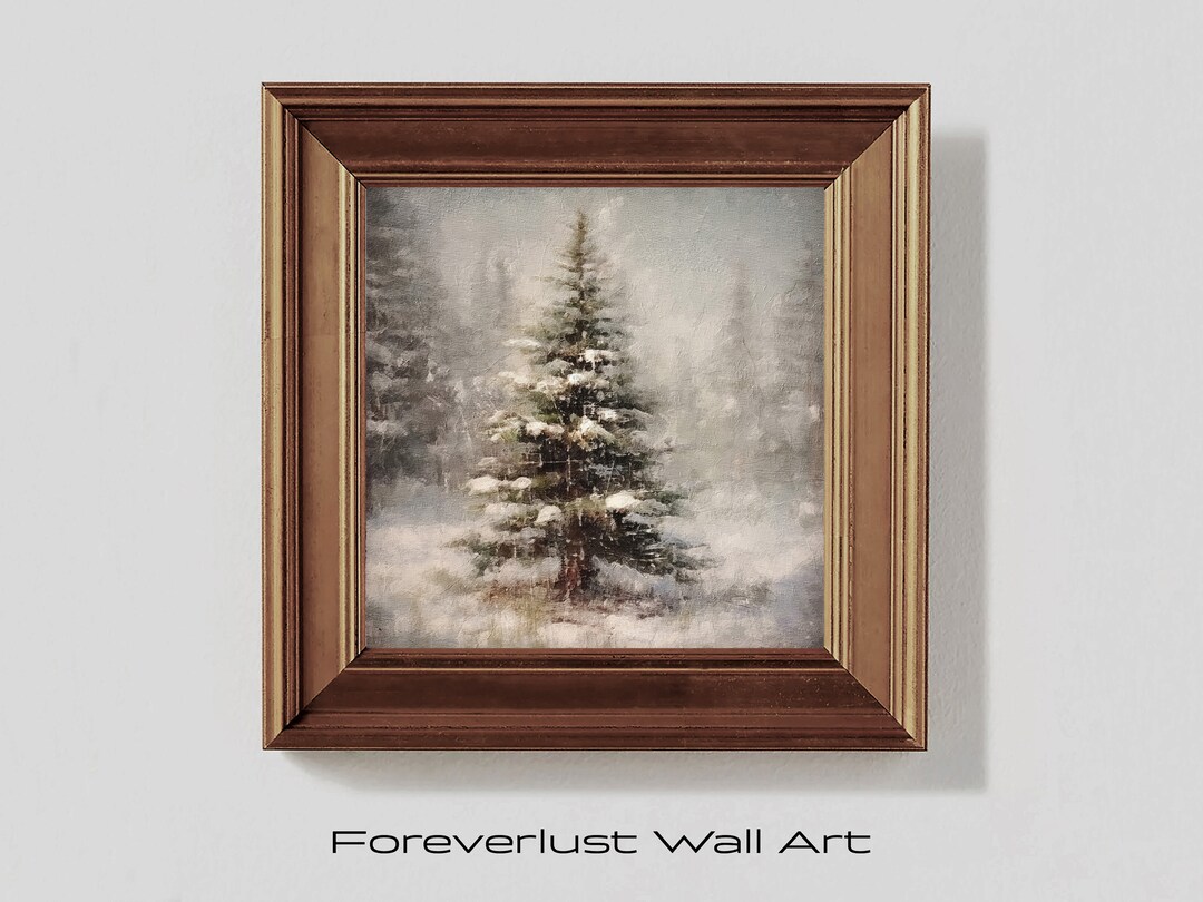 Rustic Forest Painting, Vintage Pine Tree Print, Woodland Nursery Art ...