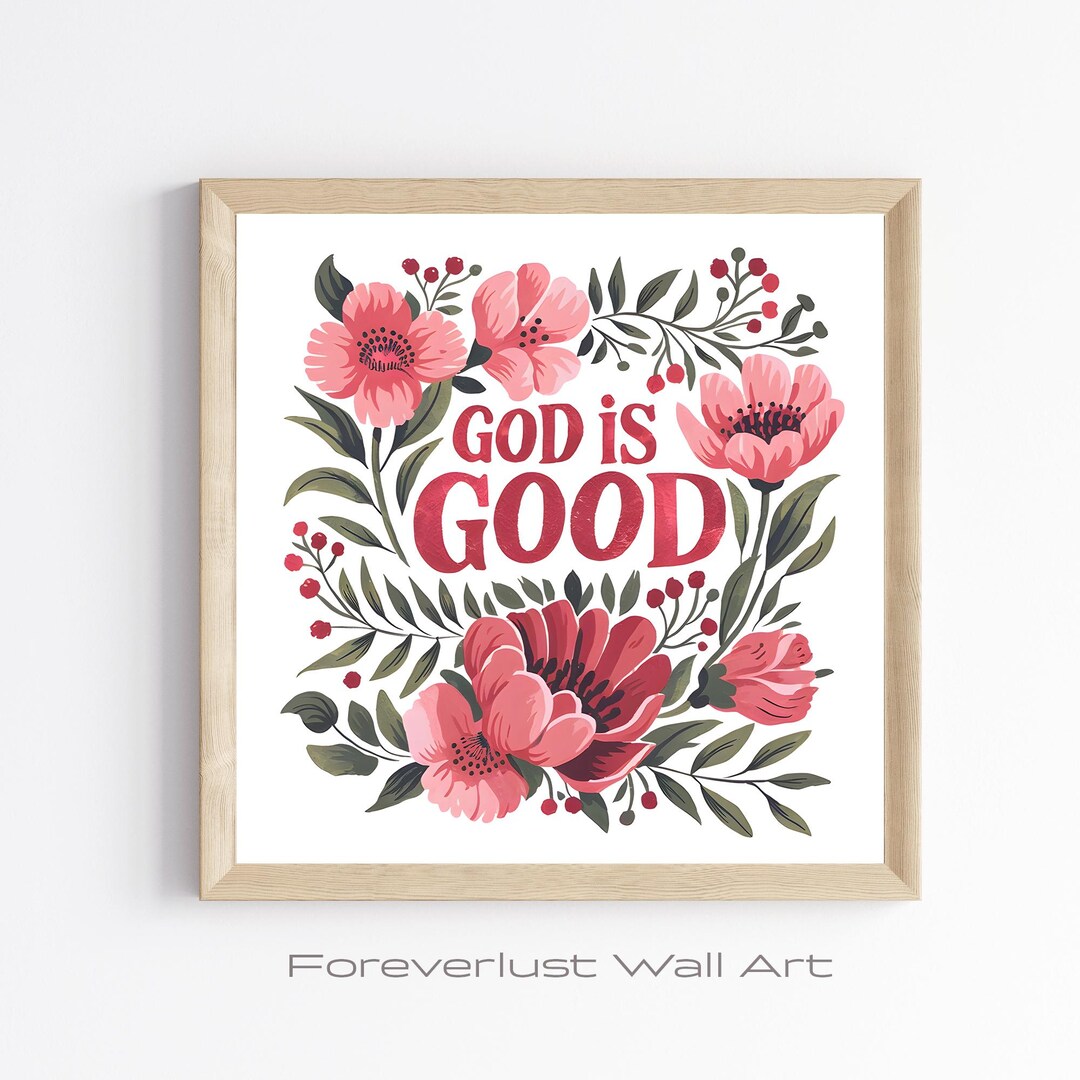 God is Good Art Print, Christian Wall Decor, Digital Square Painting ...