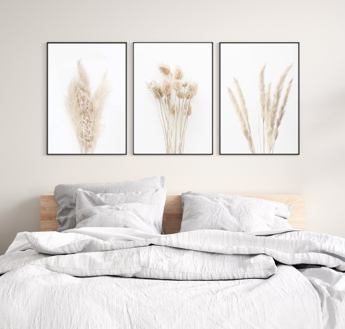 Boho Pampas Grass Print Farmhouse Wall Art Neutral Summer - Etsy