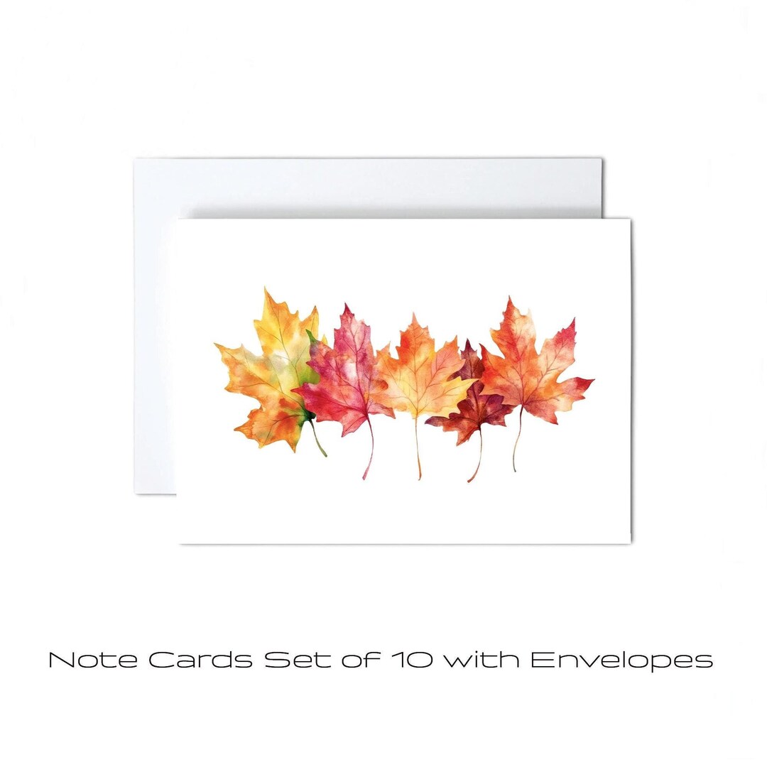 Fall Cards Autumn Leaves, Set of 10, 30 or 50, Fall Leaves Note Card ...