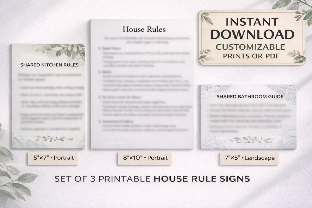Shared Housing Rules Printable Set | Roommate House Rules | Kitchen ...