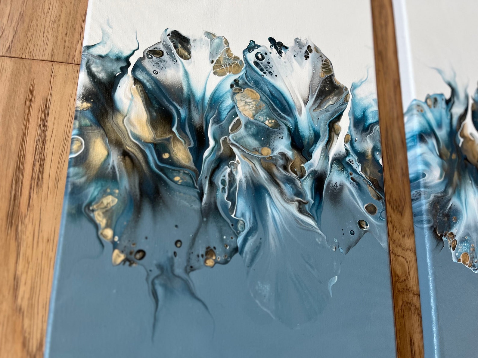Set of 2 Original, Acrylic Pour Paintings, Dutch Pour, Fluid Art ...