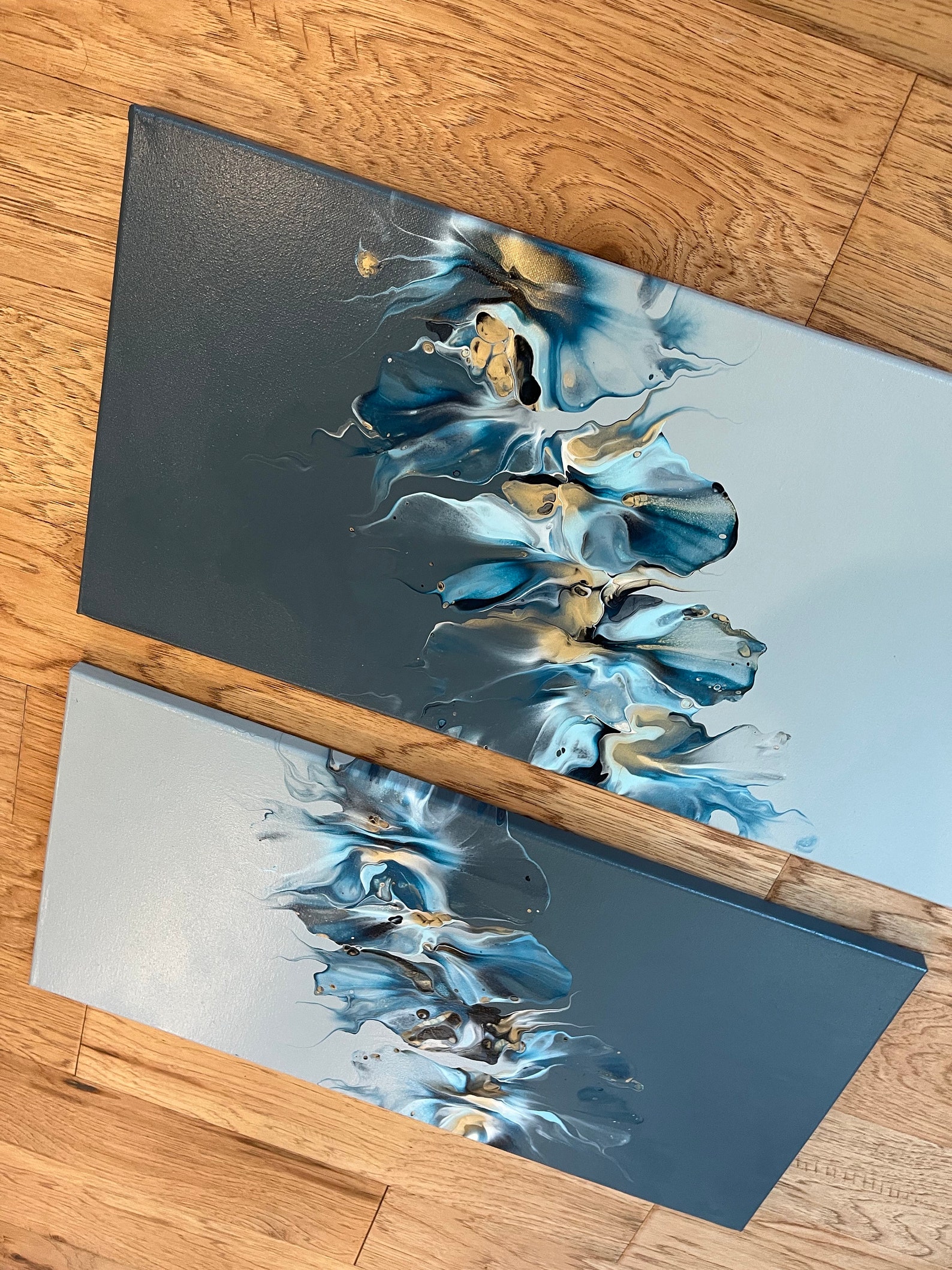 Set of 2 Original, Acrylic Pour Paintings, Dutch Pour, Fluid Art ...