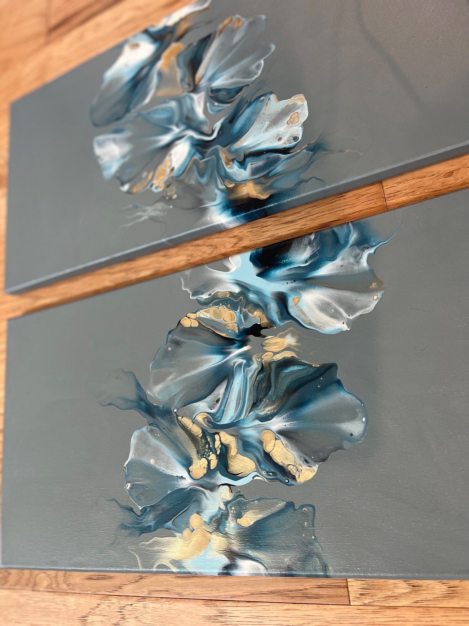 Set of 2 Original, Acrylic Pour Paintings, Dutch Pour, Fluid Art ...
