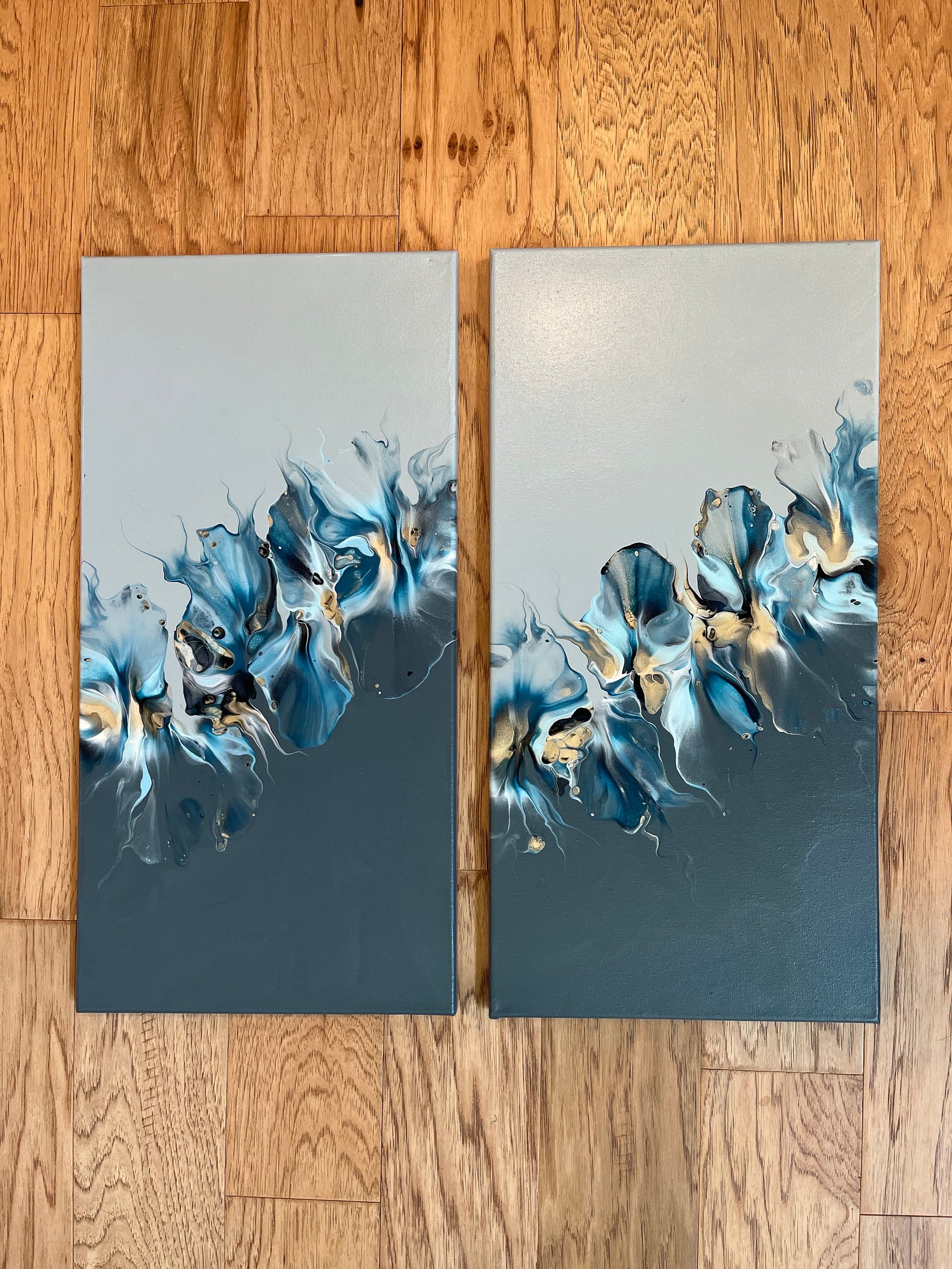 Set of 2 Original, Acrylic Pour Paintings, Dutch Pour, Fluid Art ...