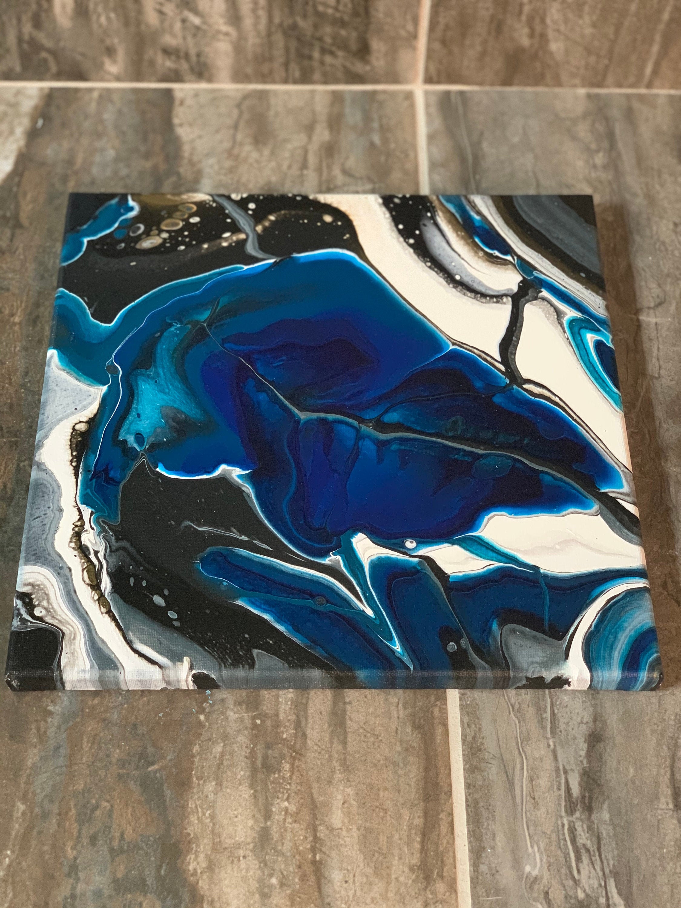 Original, Acrylic Pour Painting, Abstract Fluid Art on 12 X 12 Canvas ...