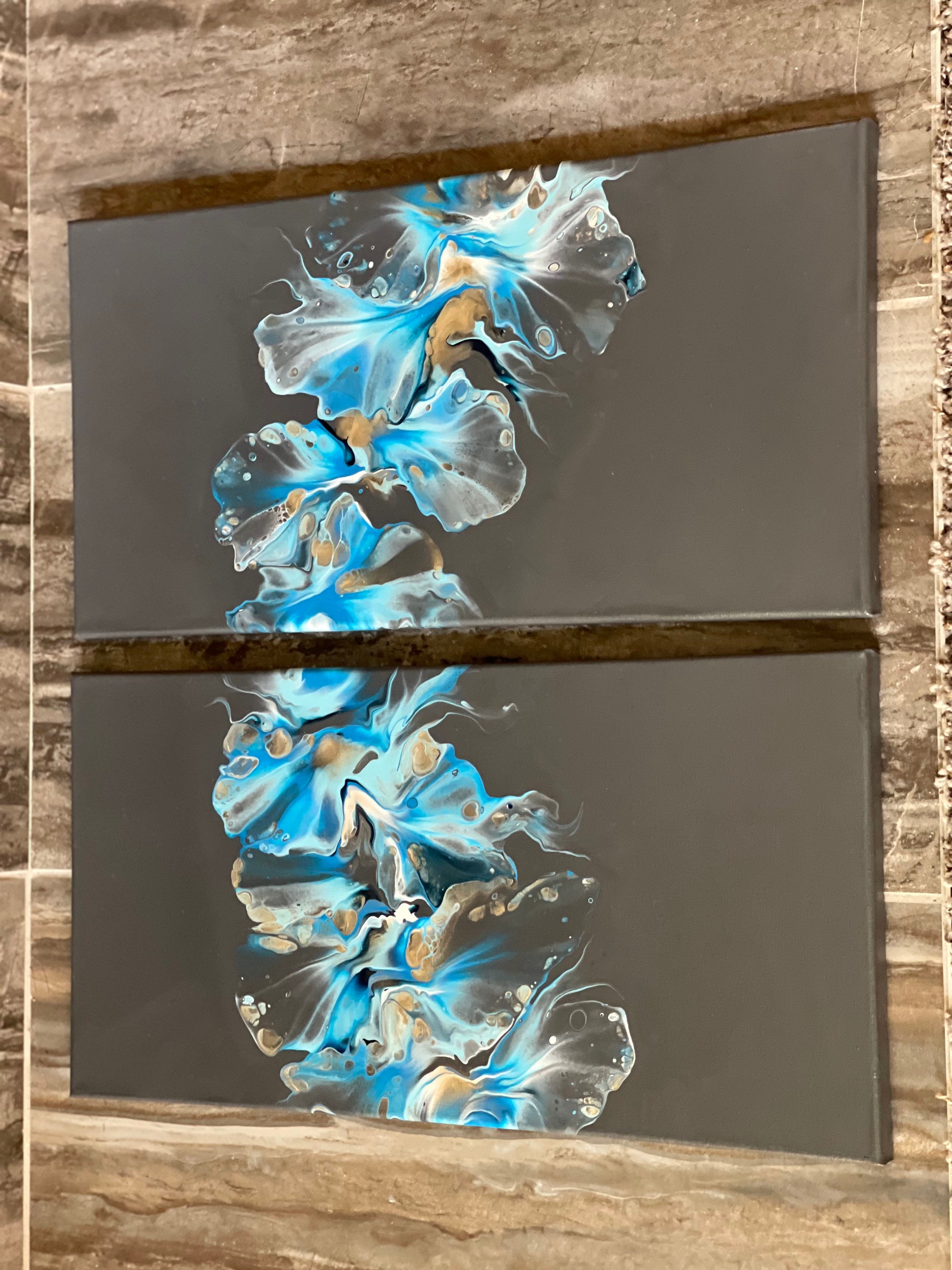 Set of 2 Original, Acrylic Pour Paintings, Dutch Pour, Fluid Art ...