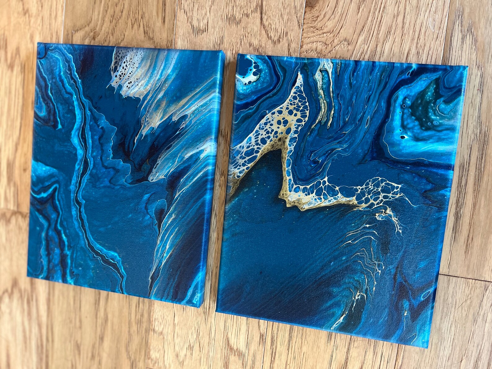 Set of Two Original, Acrylic Pour Paintings, Fluid Art, Abstract Wall ...