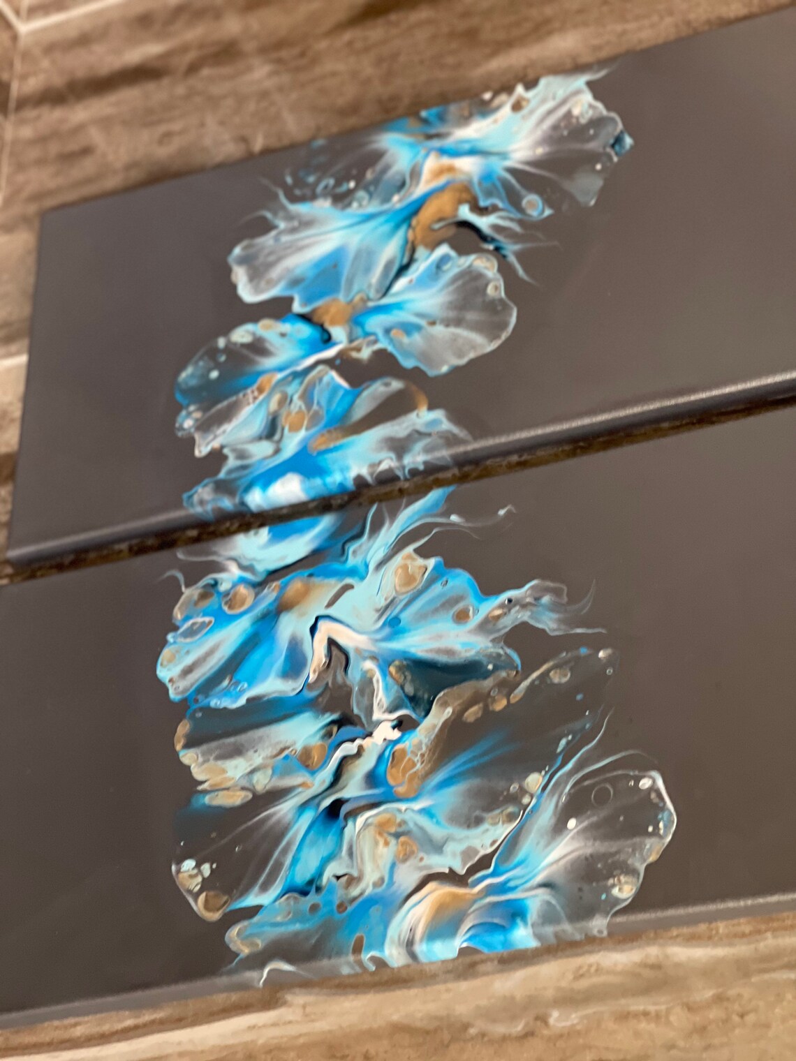 Set of 2 Original, Acrylic Pour Paintings, Dutch Pour, Fluid Art ...