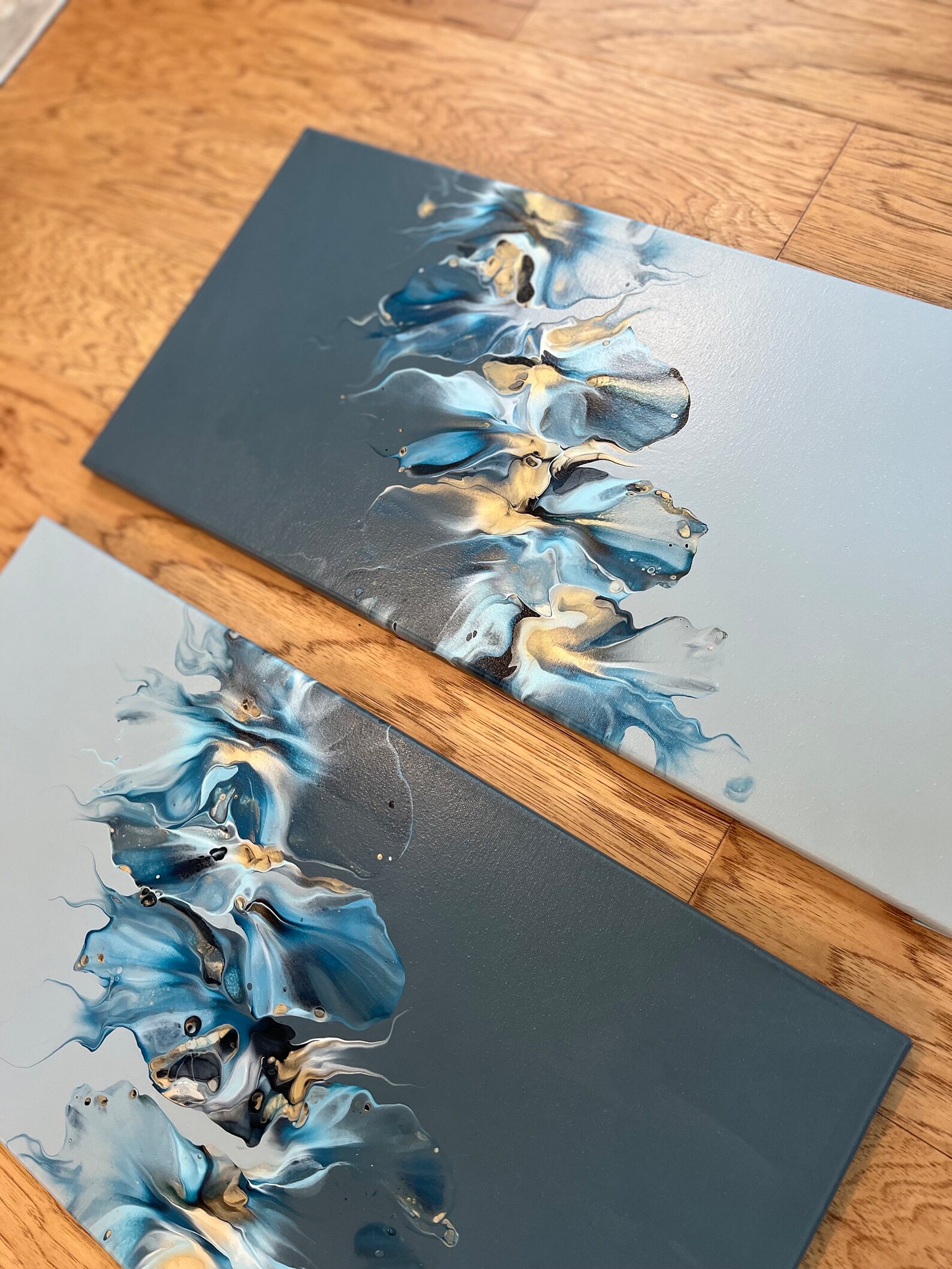Set of 2 Original, Acrylic Pour Paintings, Dutch Pour, Fluid Art ...