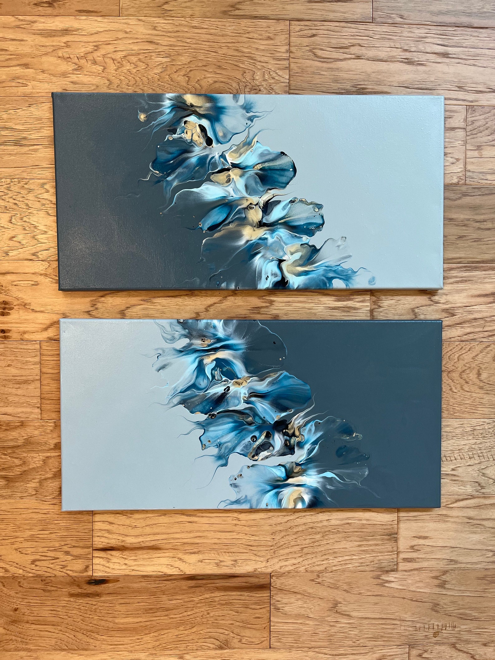 Set of 2 Original, Acrylic Pour Paintings, Dutch Pour, Fluid Art ...