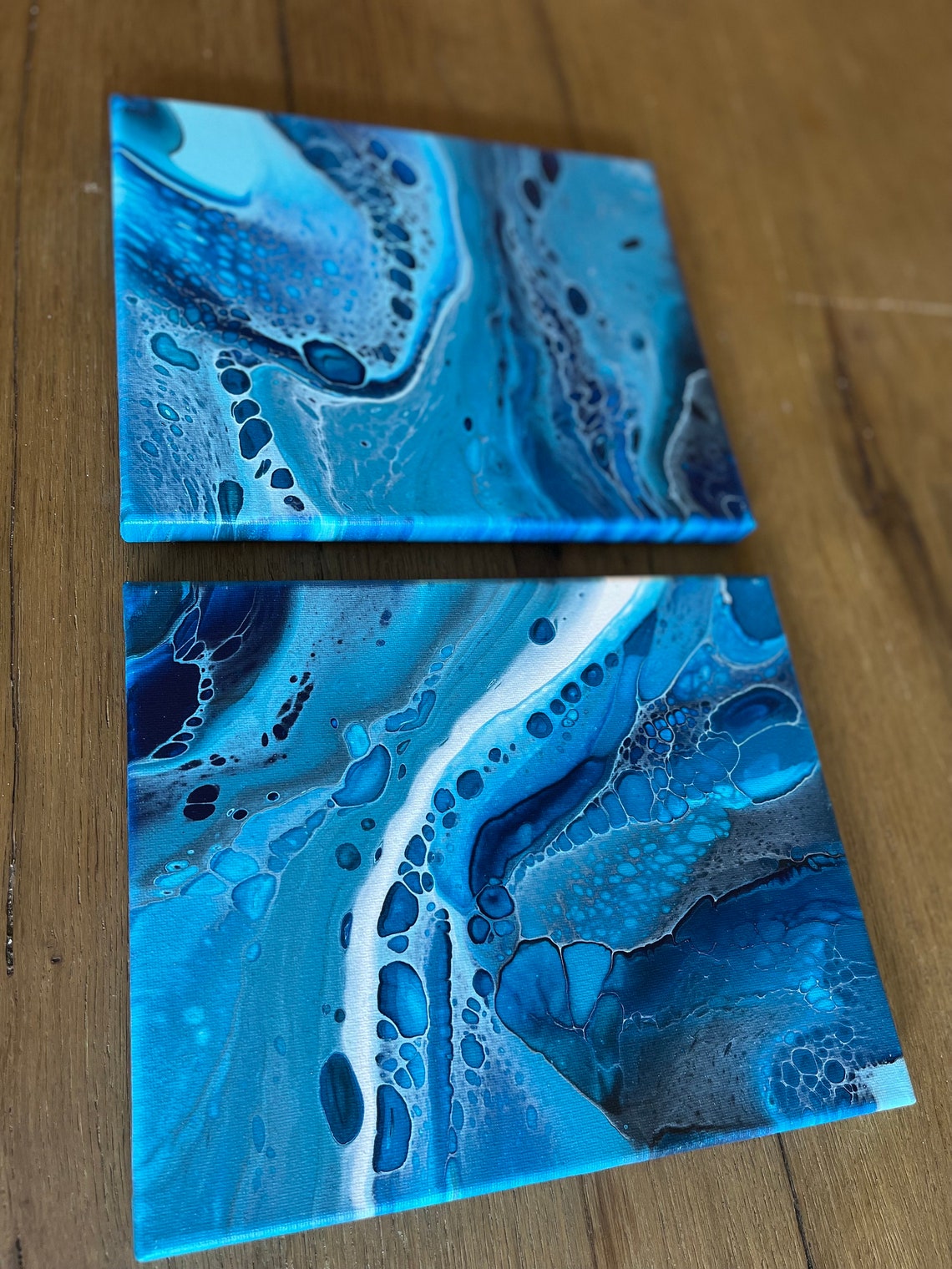 Set of Two Original, Acrylic Pour Paintings, Fluid Art, Abstract Wall ...