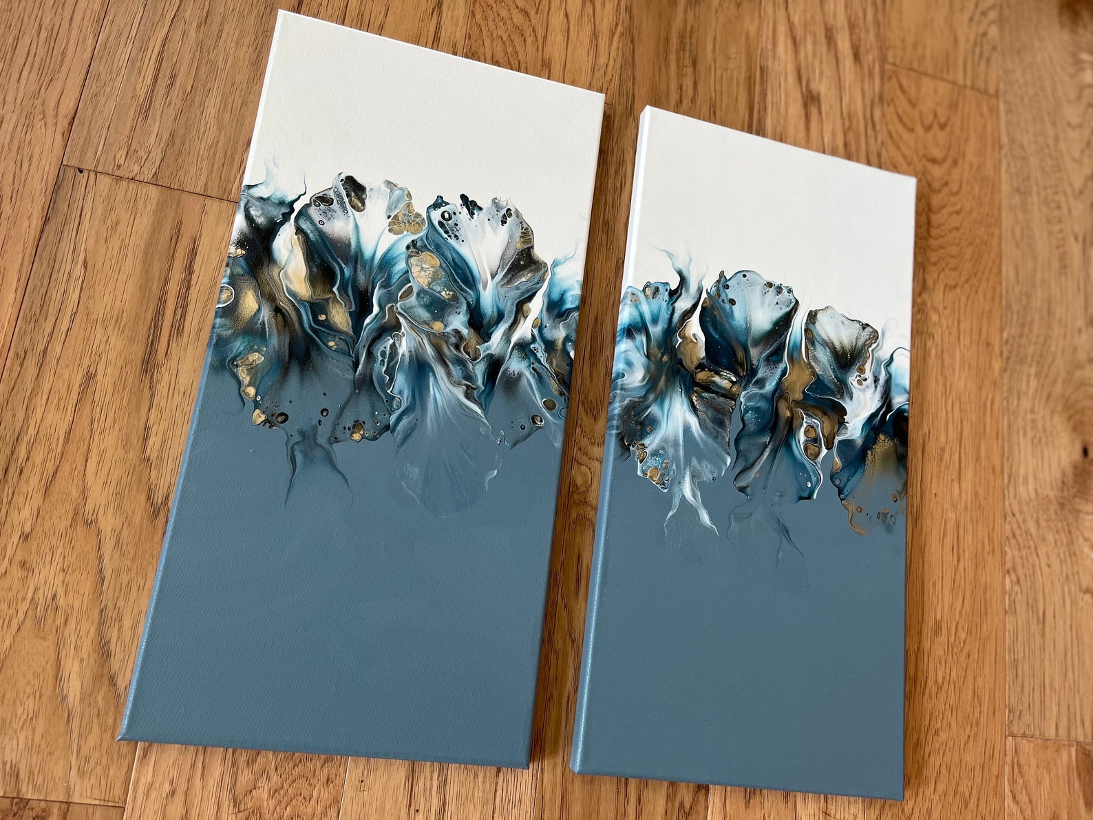 Set of 2 Original, Acrylic Pour Paintings, Dutch Pour, Fluid Art ...