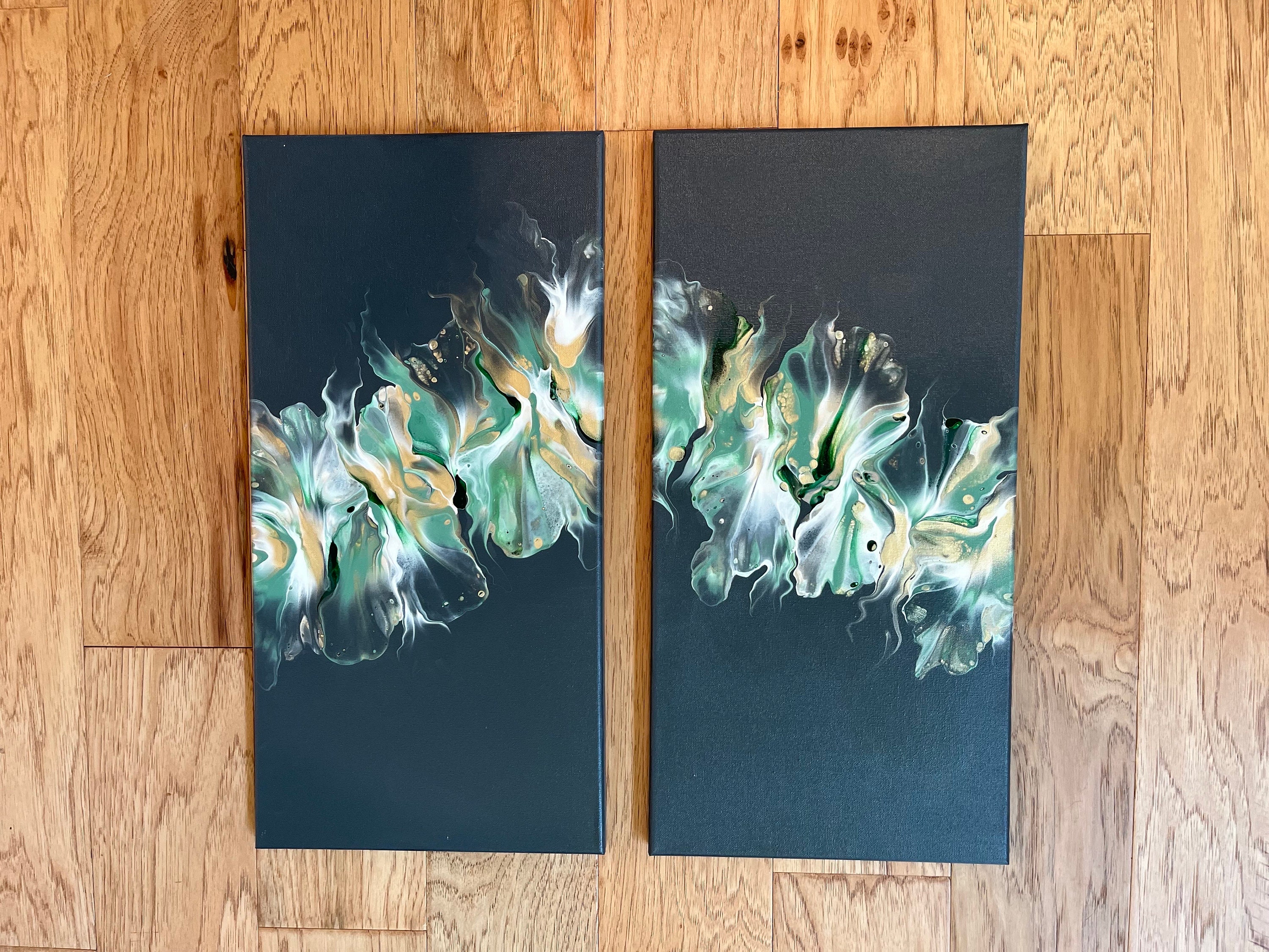 Set of 2 Original, Acrylic Pour Paintings, Dutch Pour, Fluid Art ...