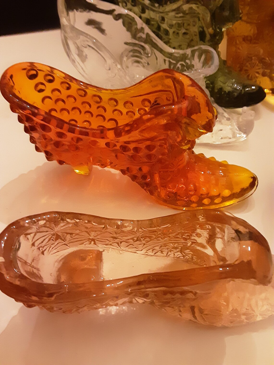 Vintage Depression Glass Shoes - Etsy