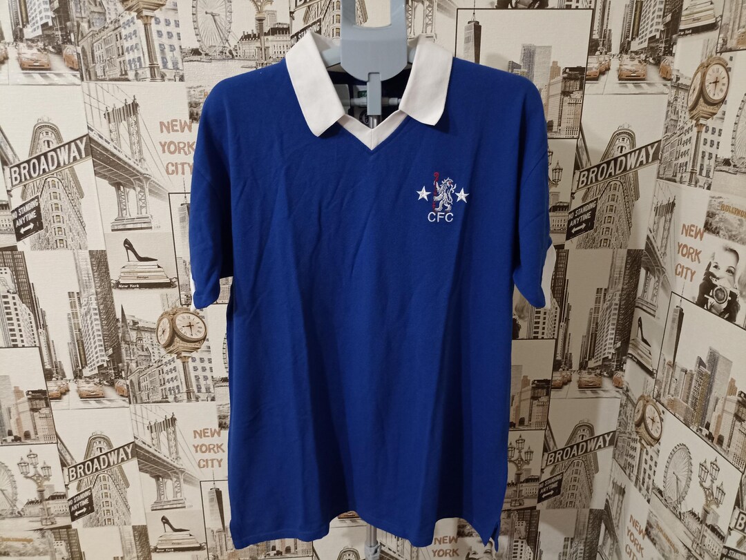 Vintage Style 1980s Chelsea FC England Score Draw Blue White Men's ...
