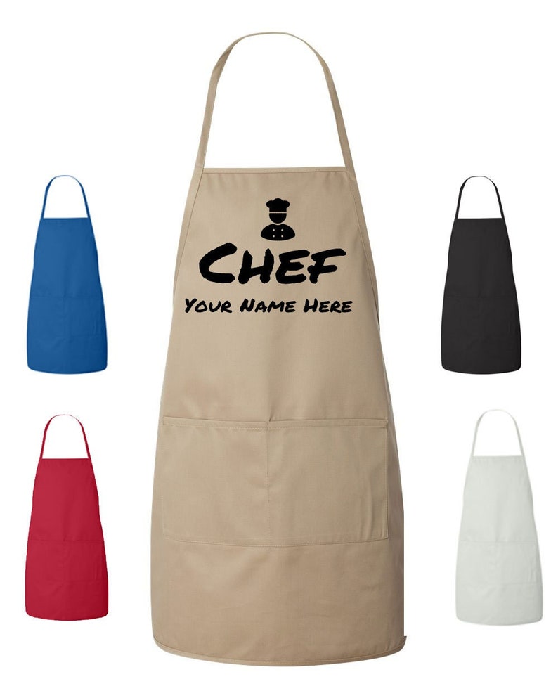 Cooking Apron Personalized W/ Your Name Available in Royal, Black, Tan ...