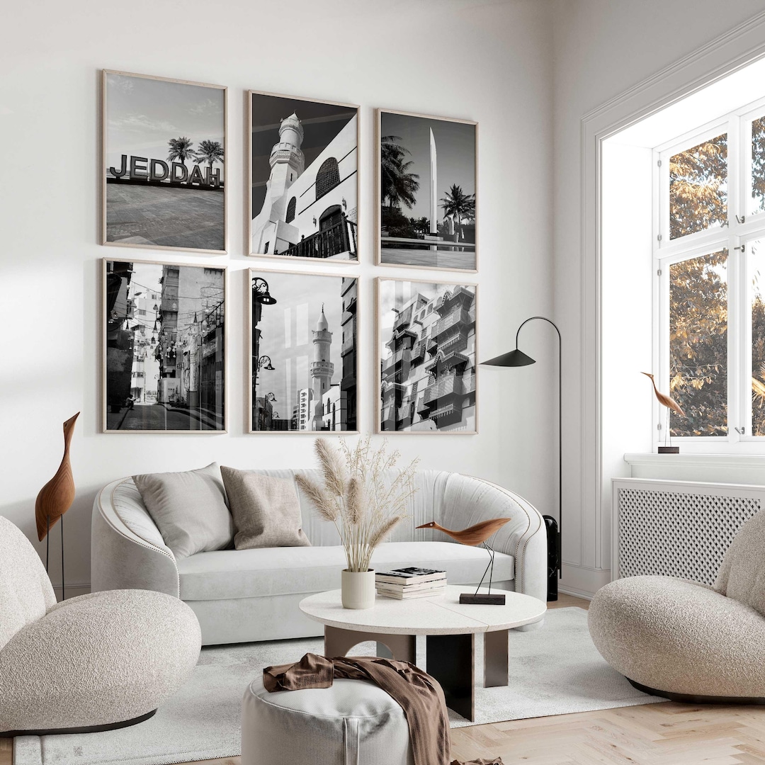 Jeddah Saudi Arabia Minimalist Set of 6 Prints – Black and White Photo ...