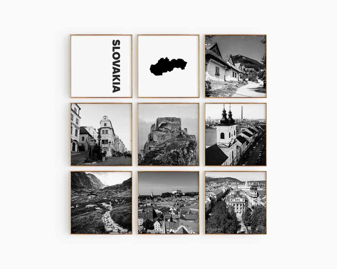 Slovakia Square Black and White Photograph 9 Piece Wall Art – Slovakia ...