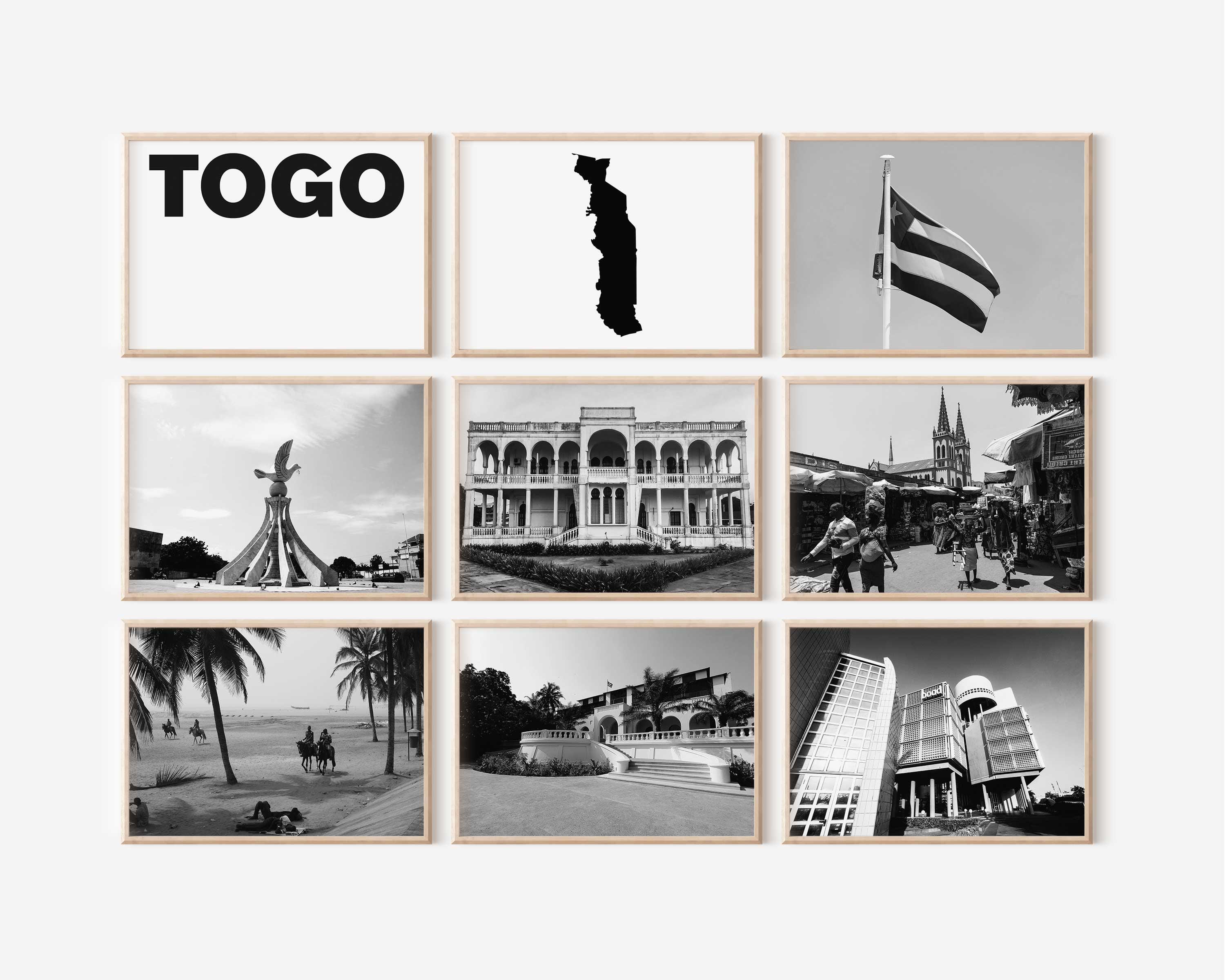 Togo Landscape Black and White Photograph 9 Piece Wall Art – Togo Map ...