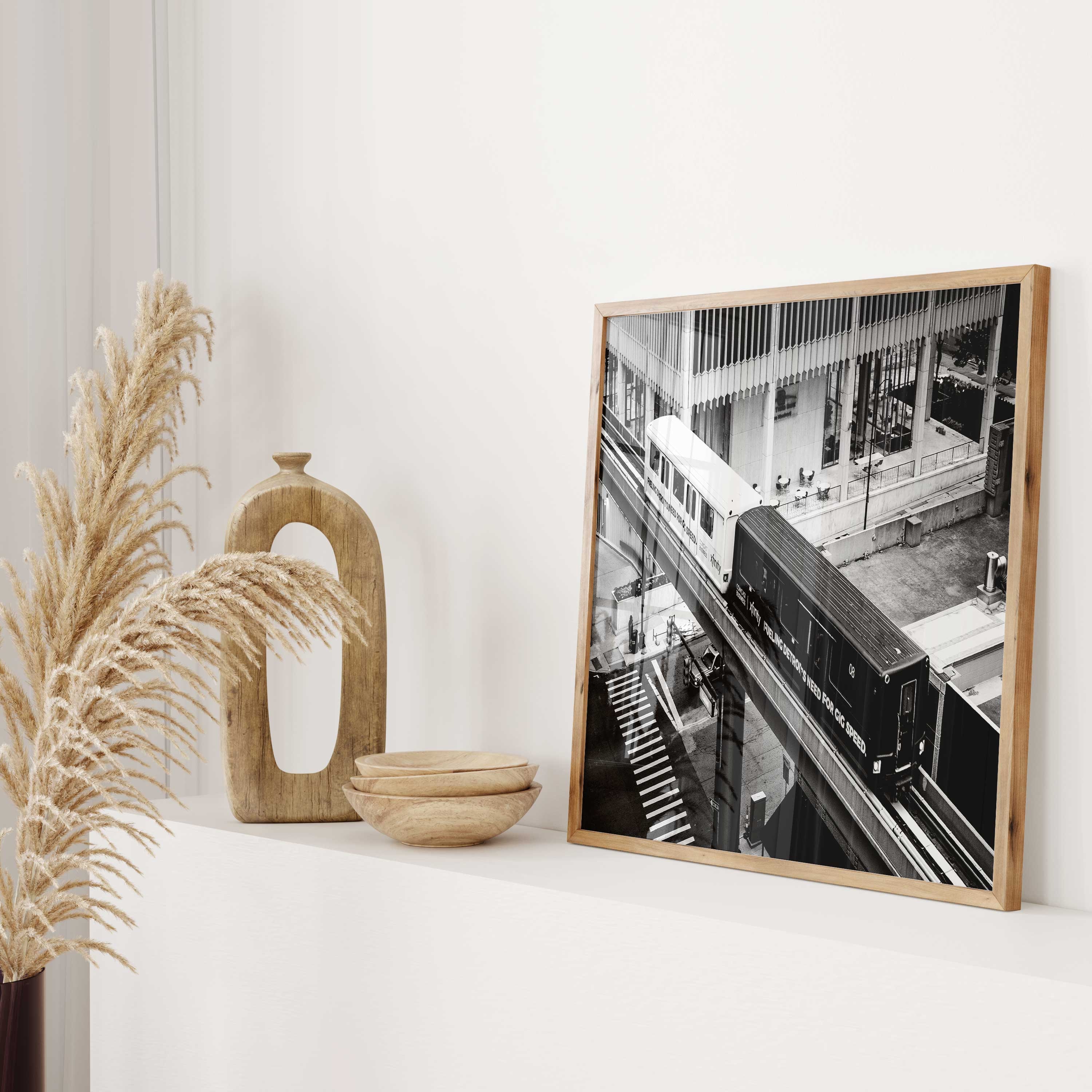 Detroit Michigan Square Black and White Photograph 9 Piece Wall Art ...