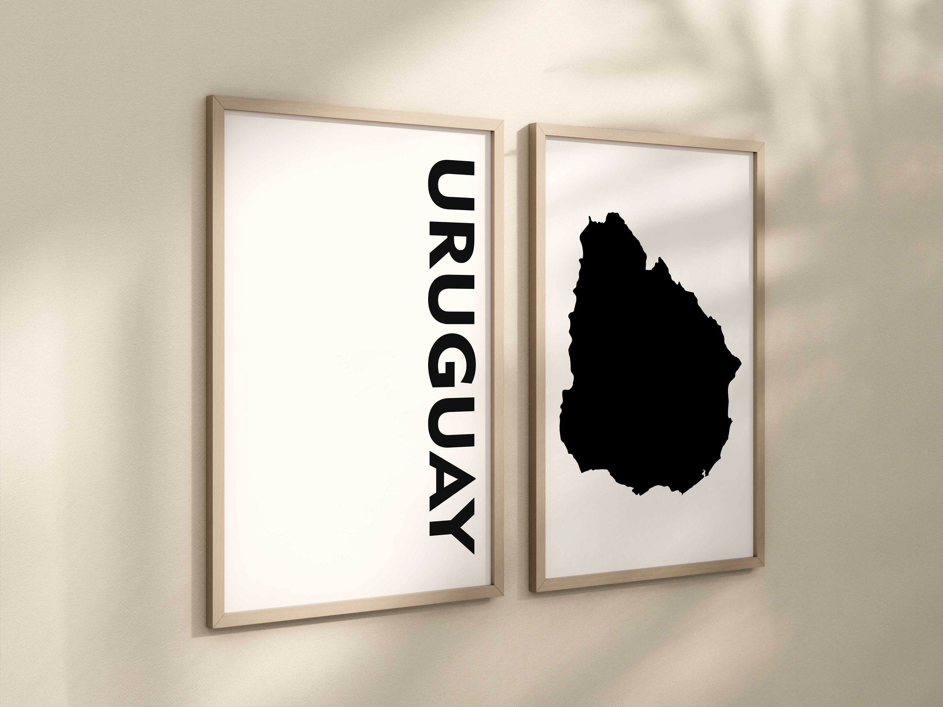 Uruguay Black and White Photograph 9 Piece Wall Art – Map Print Set of ...