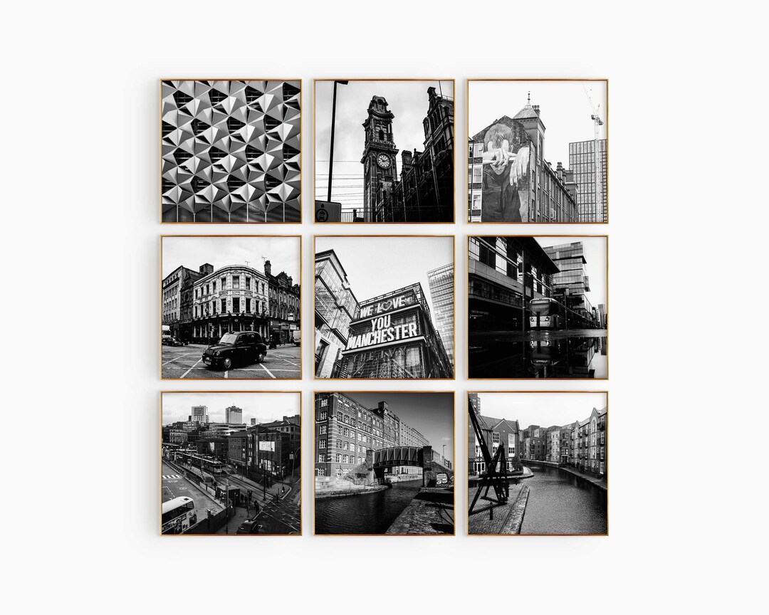 Manchester England Set of 9 Square City Prints – Manchester England ...