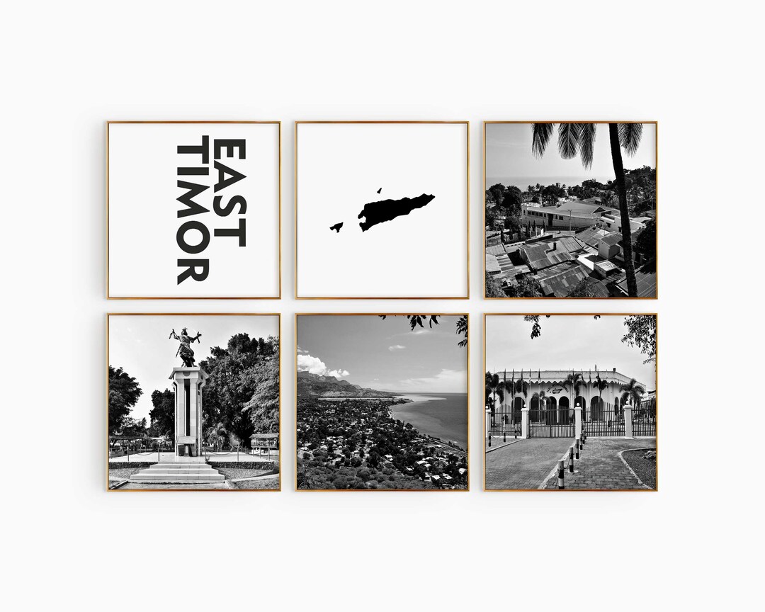 East Timor Square Black and White Set of 6 Photo – Map Print East Timor ...