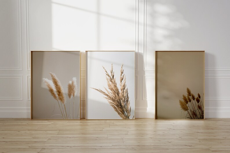 Set of 5 Neutral Dried Grass Photo Pampas Grass Gallery Wall Prints Set of 5 Reeds Digital ...