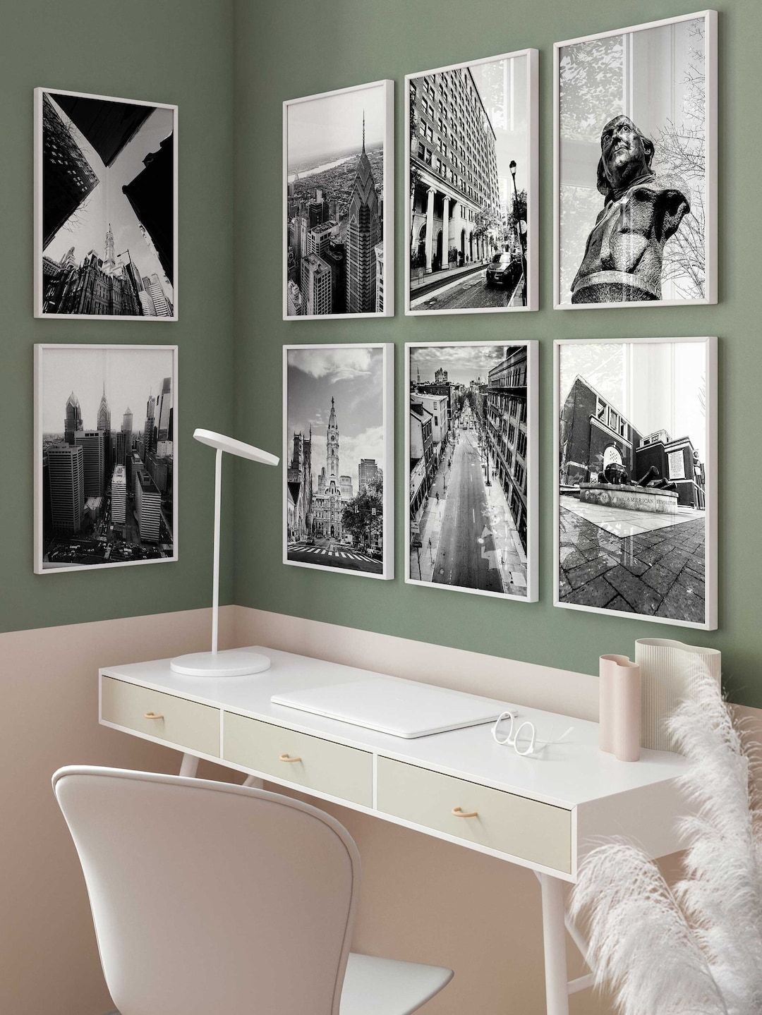 Philadelphia Pennsylvania Black and White Photo 8 Piece Printable Wall ...