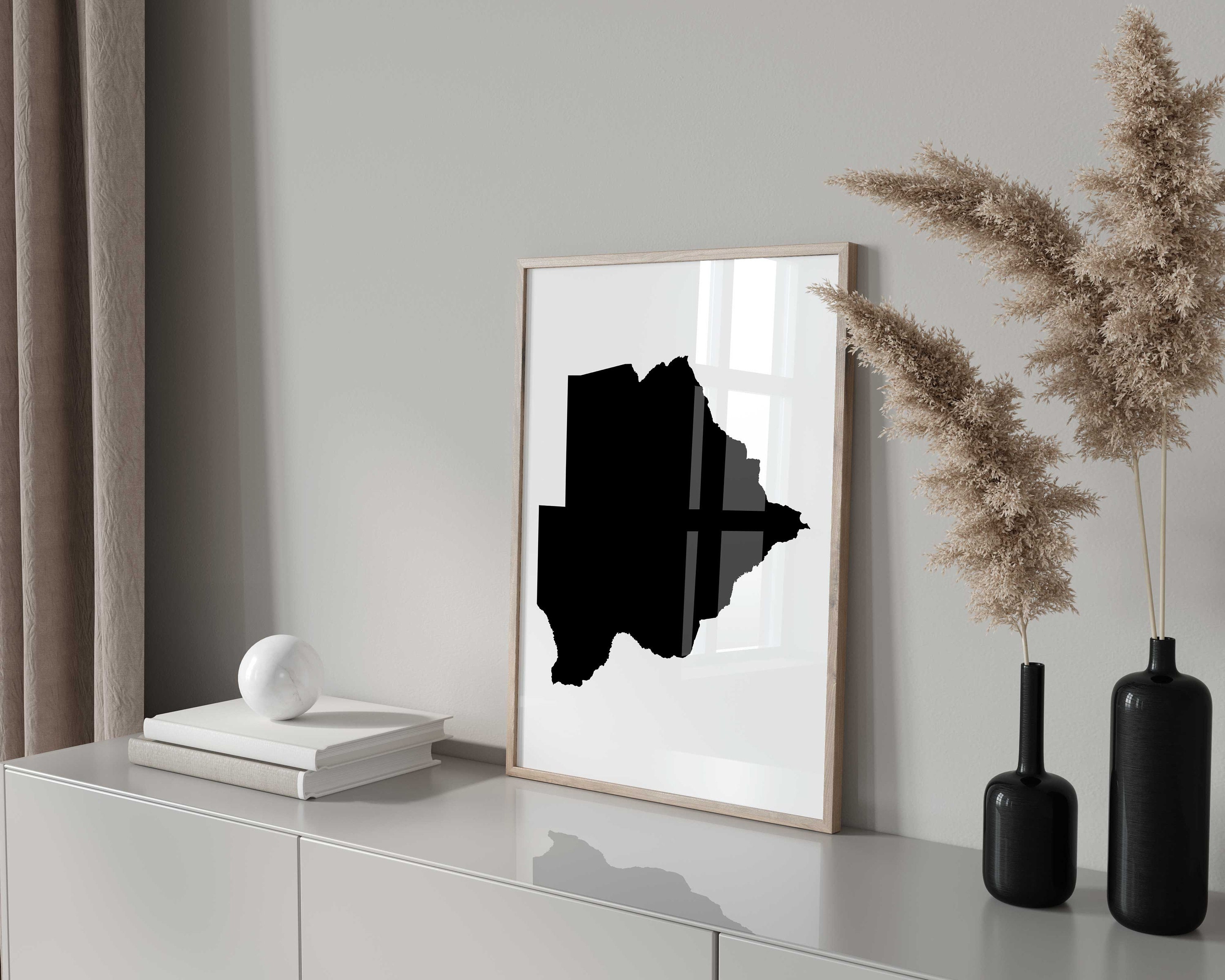 Botswana Black and White Photograph 8 Piece Wall Art – Botswana Map ...