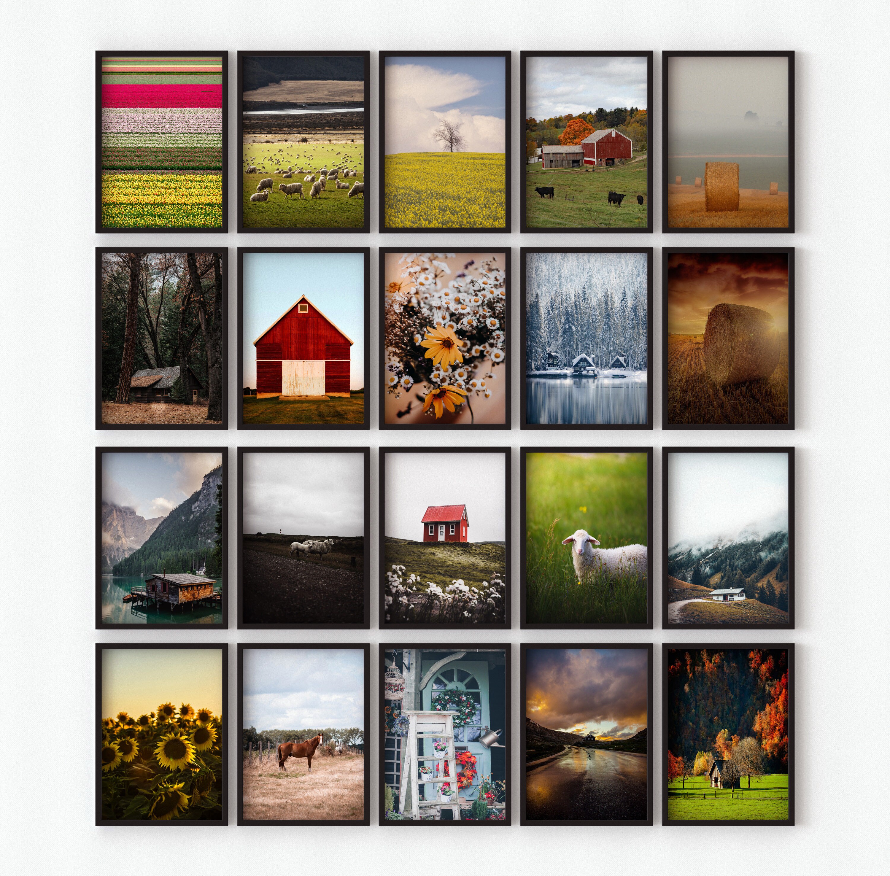 100 Pieces Rustic Wall Art Prints Rural Gallery Wall Prints Set of 100 ...