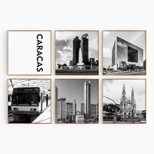 Caracas Venezuela Square Black and White Photograph 6 Piece Wall Art ...
