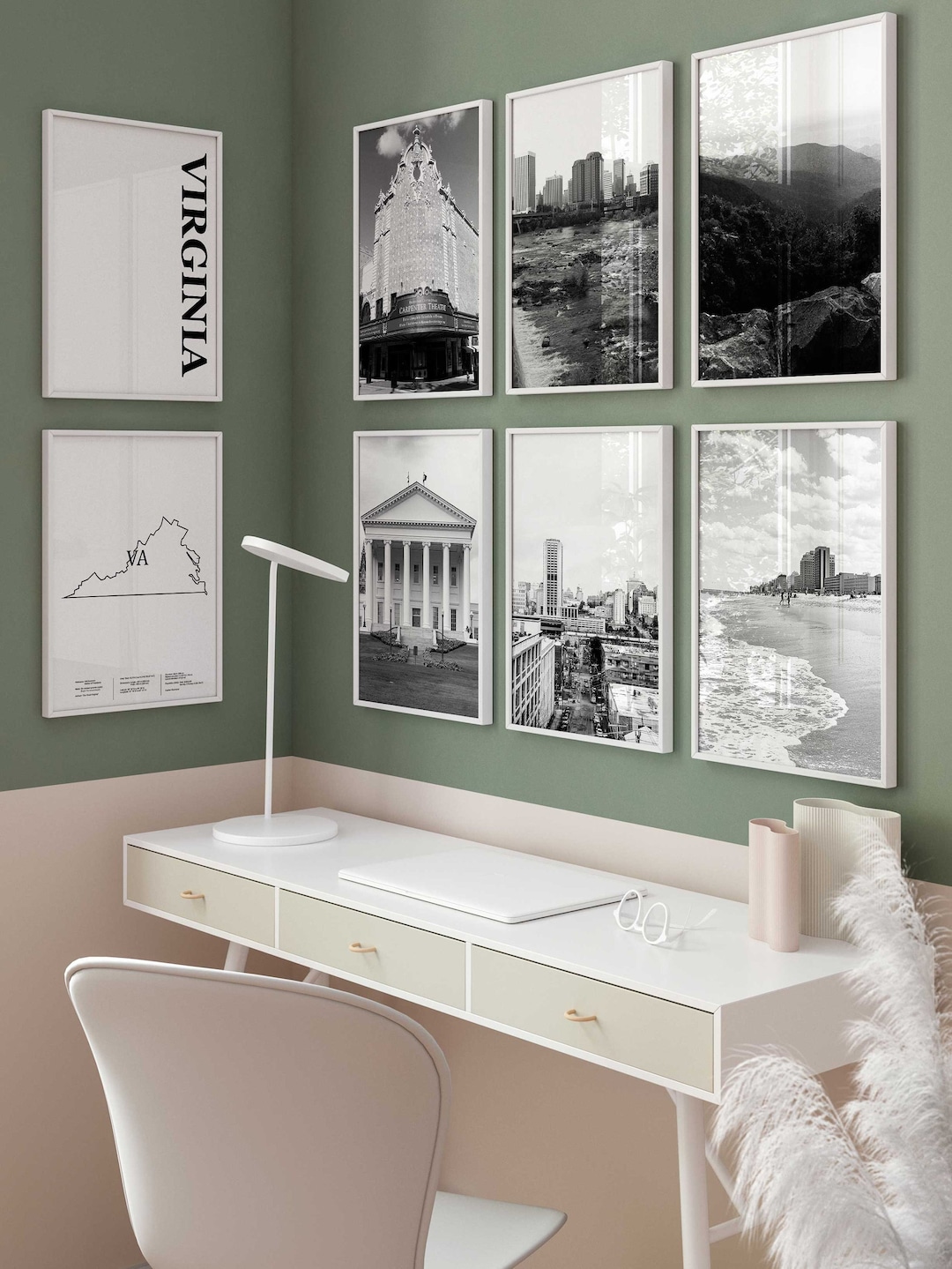 Virginia Black and White Photo 8 Piece Wall Art VA – Virginia Set of 8 ...