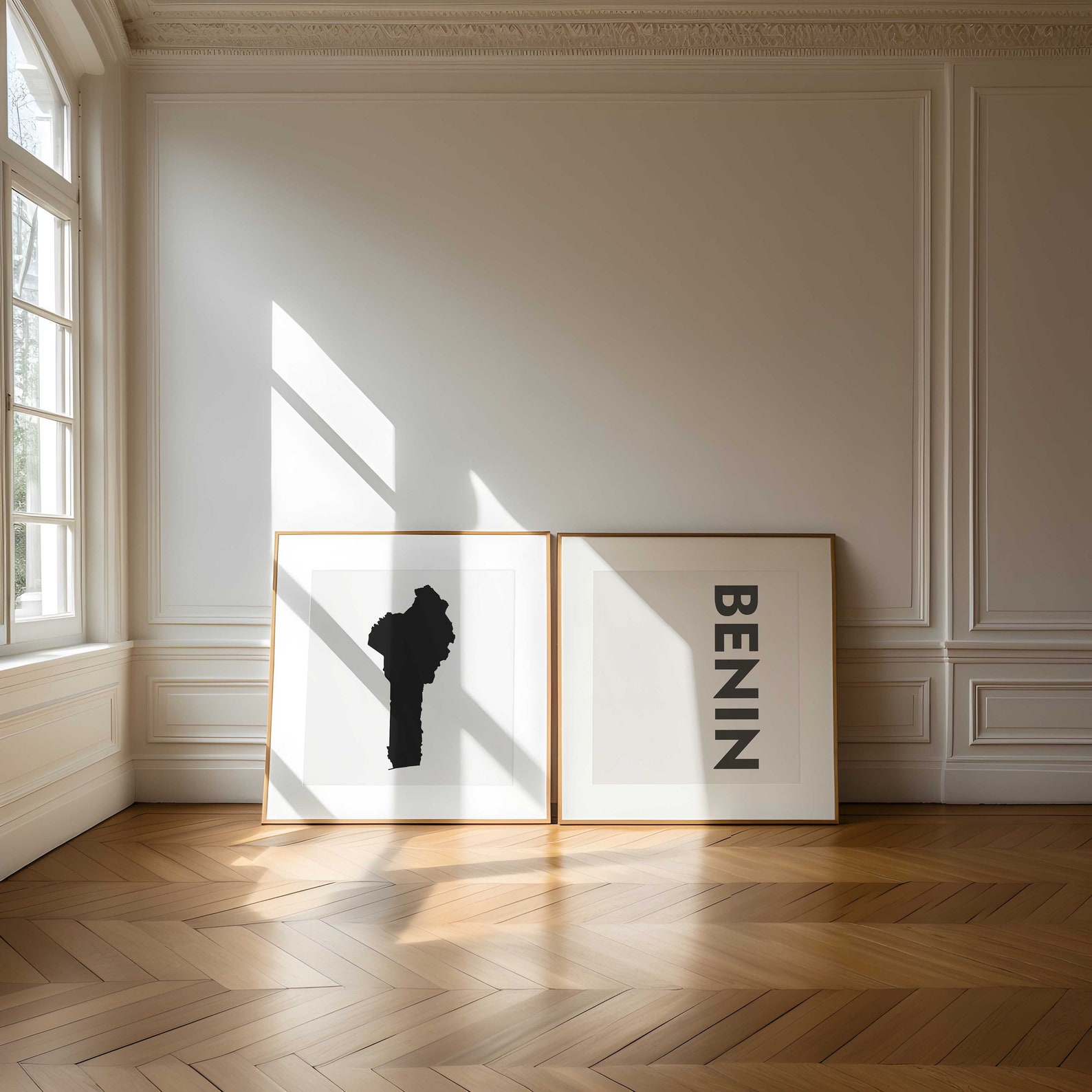 Benin Square Black and White Photograph 6 Piece Wall Art – Benin Map ...