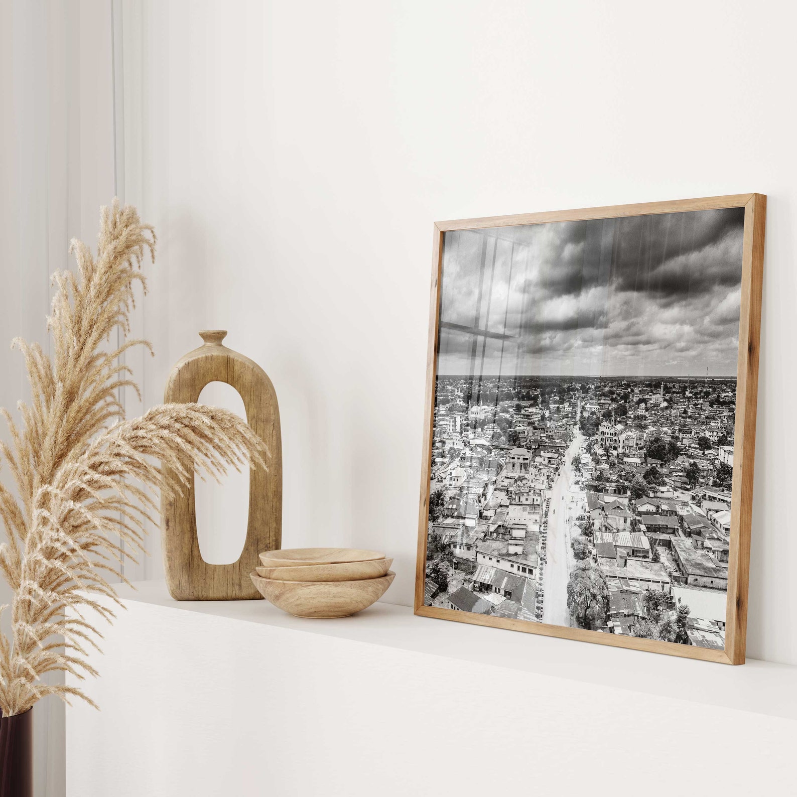 Benin Square Black and White Photograph 6 Piece Wall Art – Benin Map ...