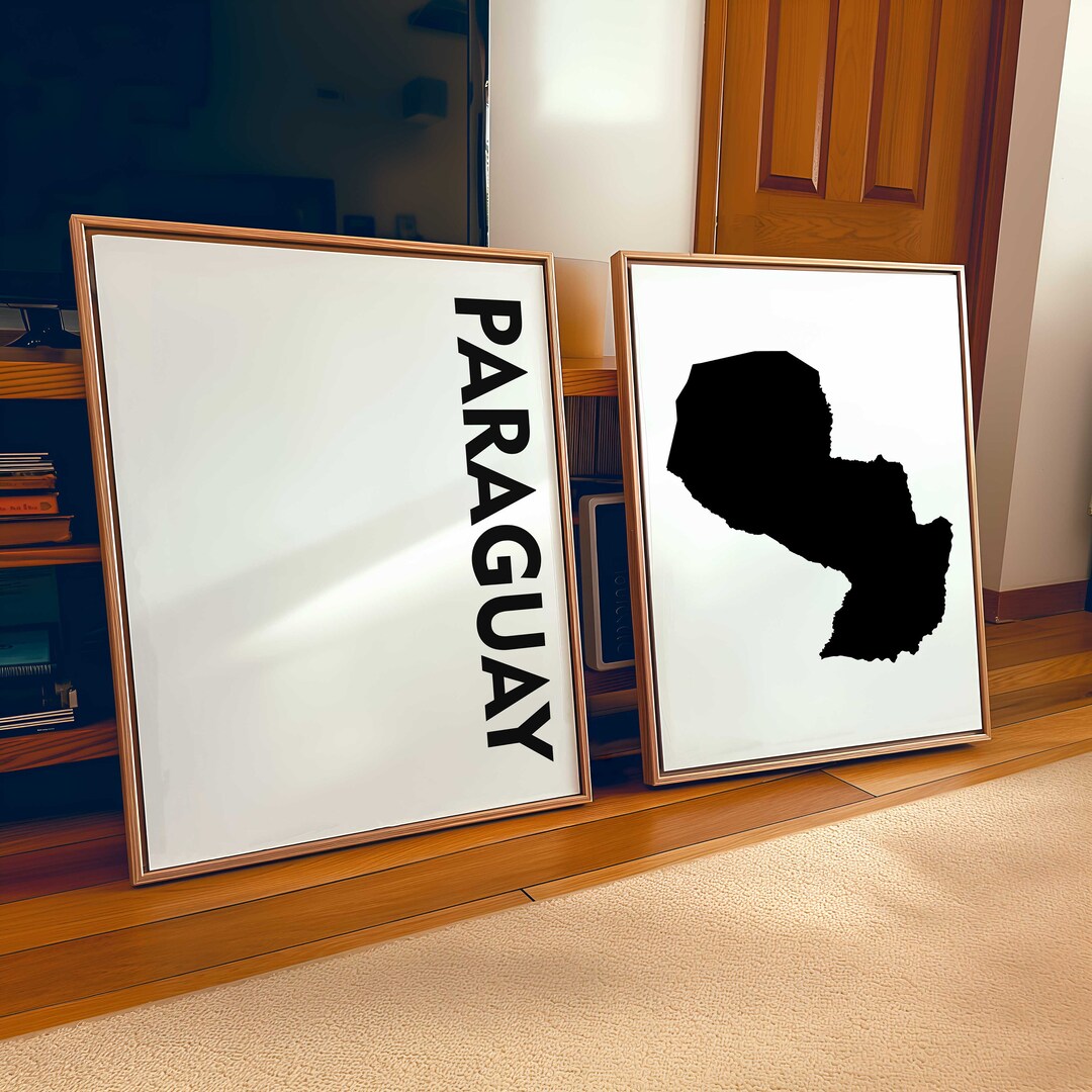 Paraguay Black and White Photograph 2 Piece Wall Art – Paraguay Map ...