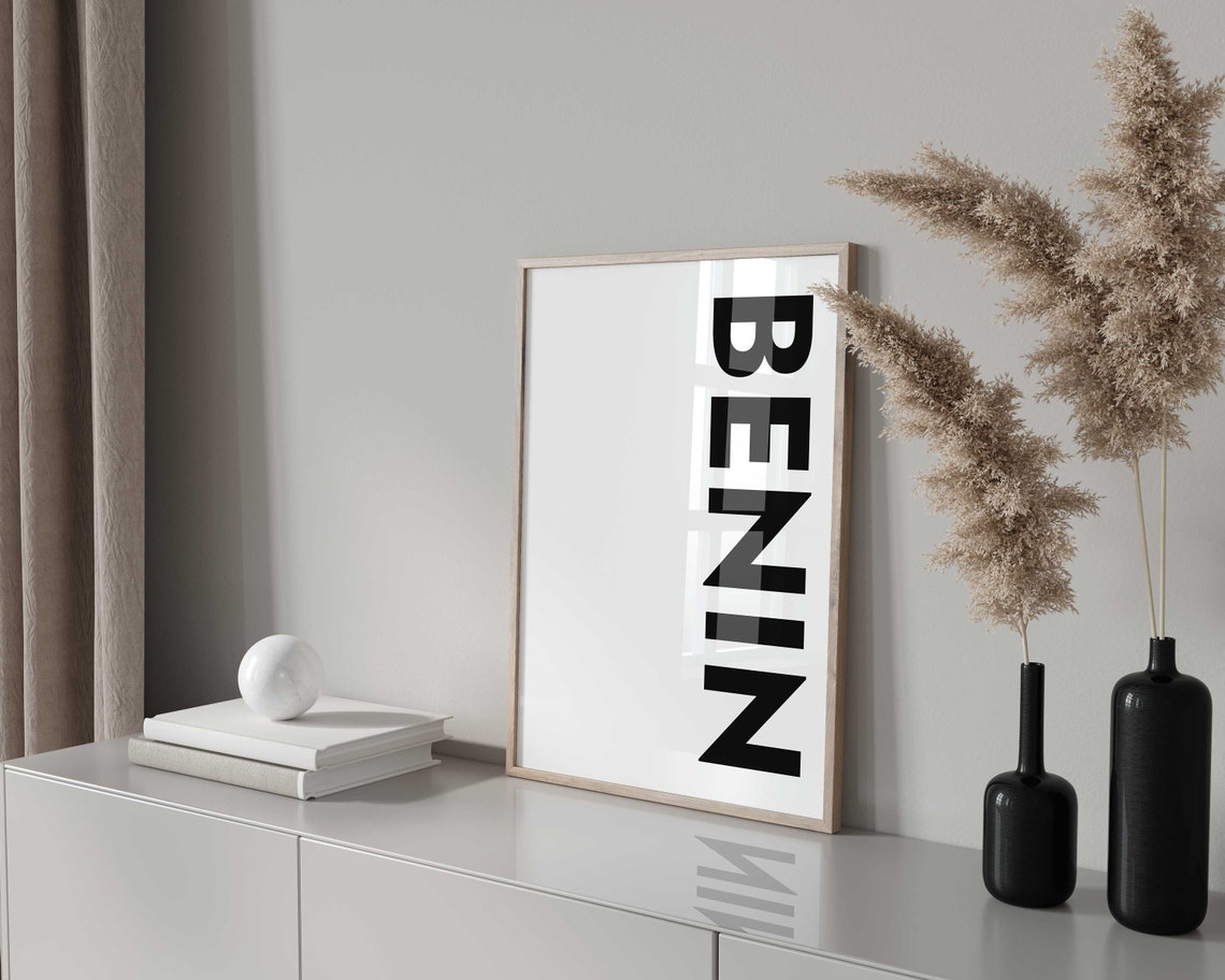 Benin Black and White Photograph 6 Piece Wall Art – Benin Map Print Set ...