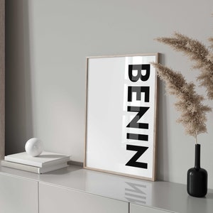 Benin Black and White Photograph 6 Piece Wall Art – Benin Map Print Set ...