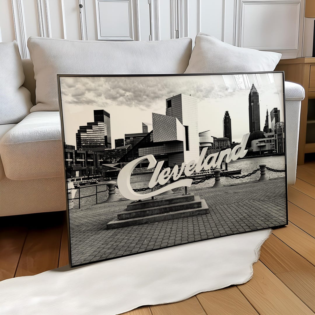 Cleveland Ohio Landscape Black and White Photograph Piece Wall Art ...