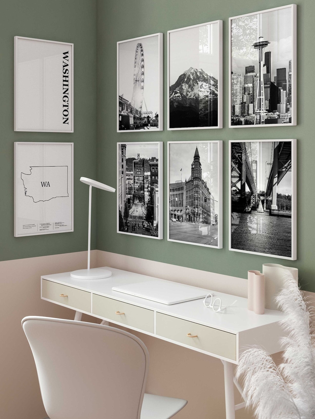 Washington State Black and White Photo 8 Piece Wall Art – Washington ...