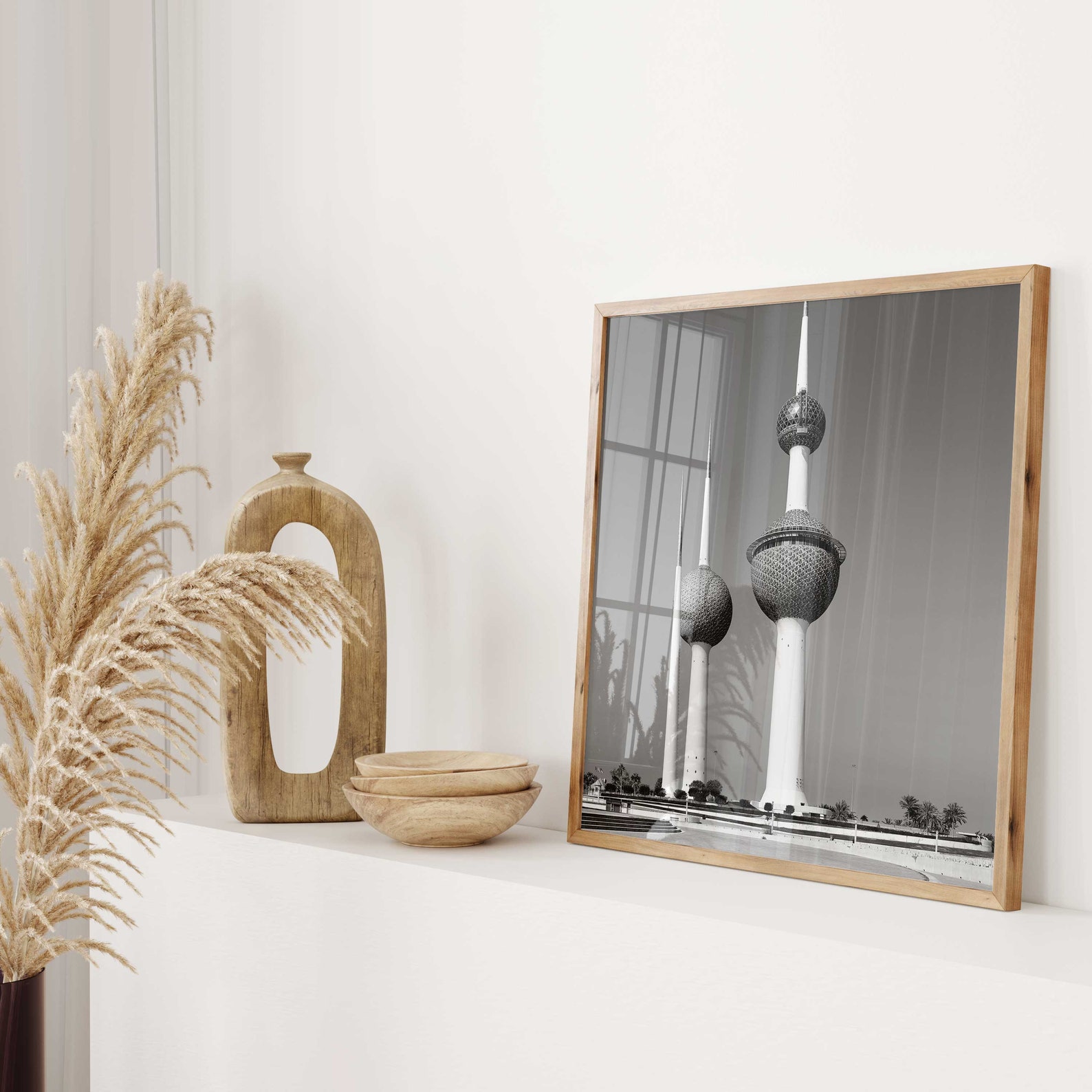 Kuwait Square Black and White Set of 9 Photo – Map Print Kuwait 9 Piece ...