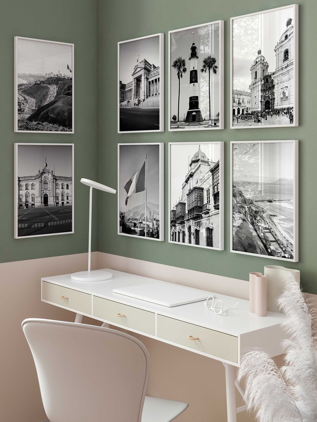 Lima Peru Black and White Photo 8 Piece Wall Art – Lima Peru Set of 8 ...